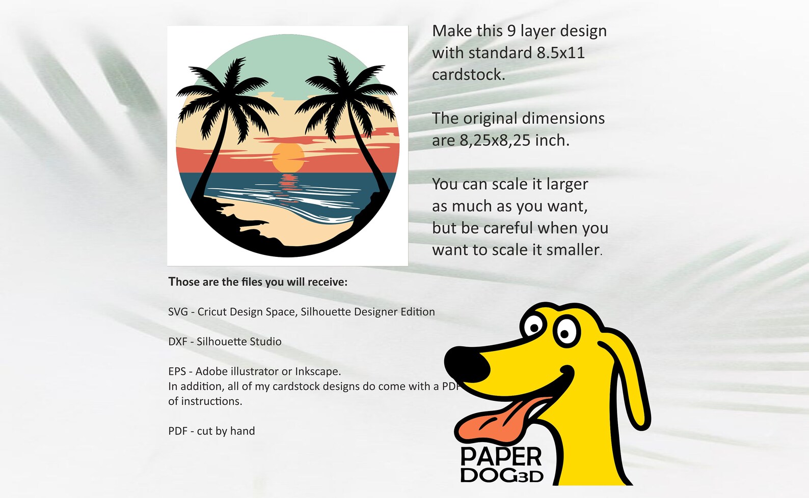 Palm Tree Shadow Box Template 3D Layered SVG for Cardstock, Multilayer ...