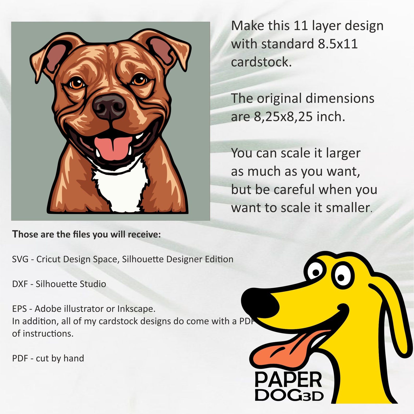 Staffordshire Bull Terrier 3D Layered SVG for Cardstock, Multilayer ...