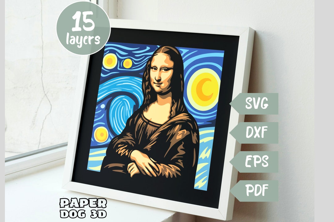 Mona Lisa Starry Night 3D Layered SVG for Cardstock, Multilayer ...
