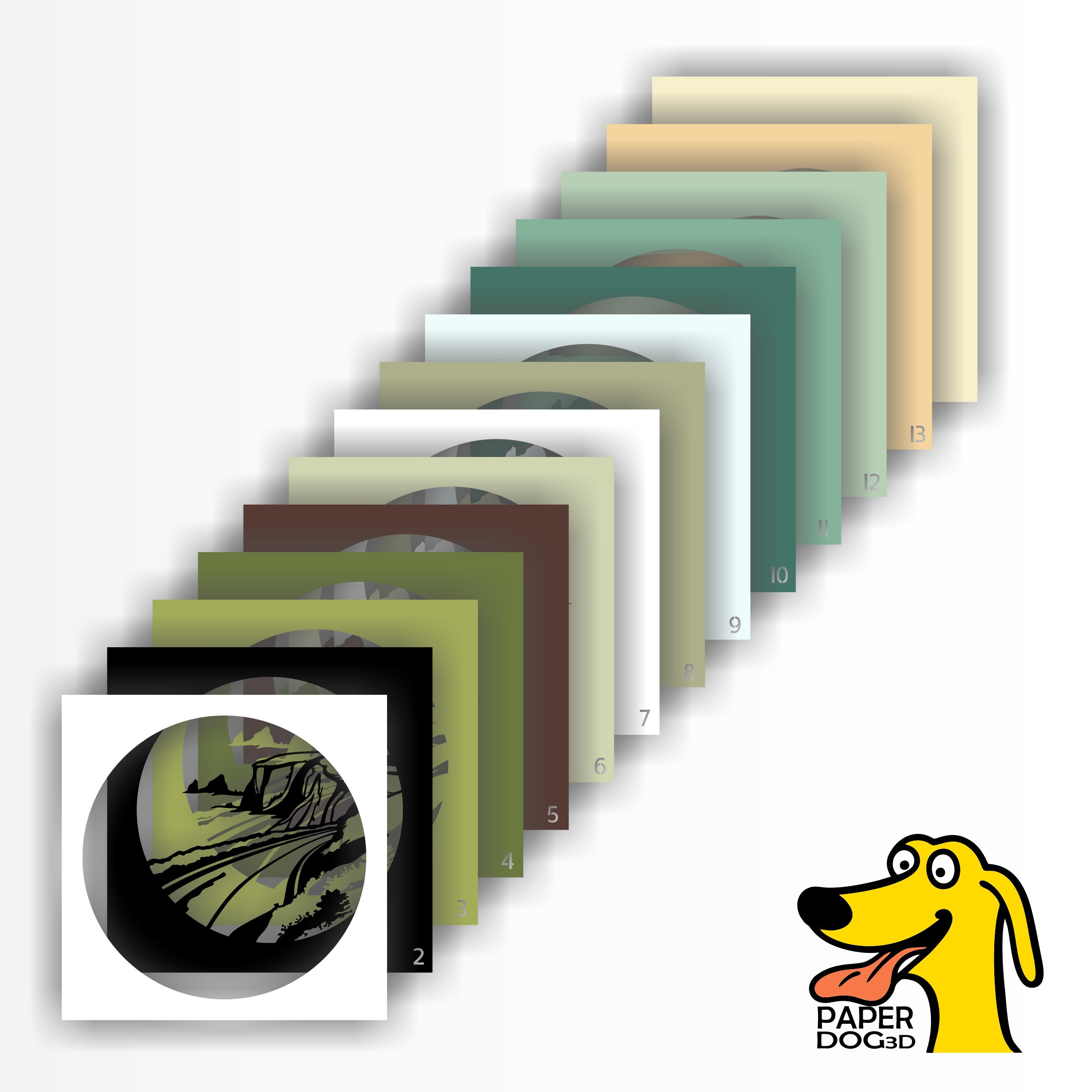 Road Landscape Shadow Box Template 3D Layered SVG for Cardstock ...