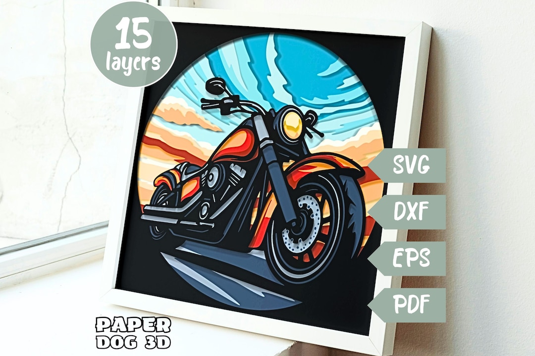 Motorbike Shadow Box Template, 3D Layered SVG for Cardstock, Multilayer ...