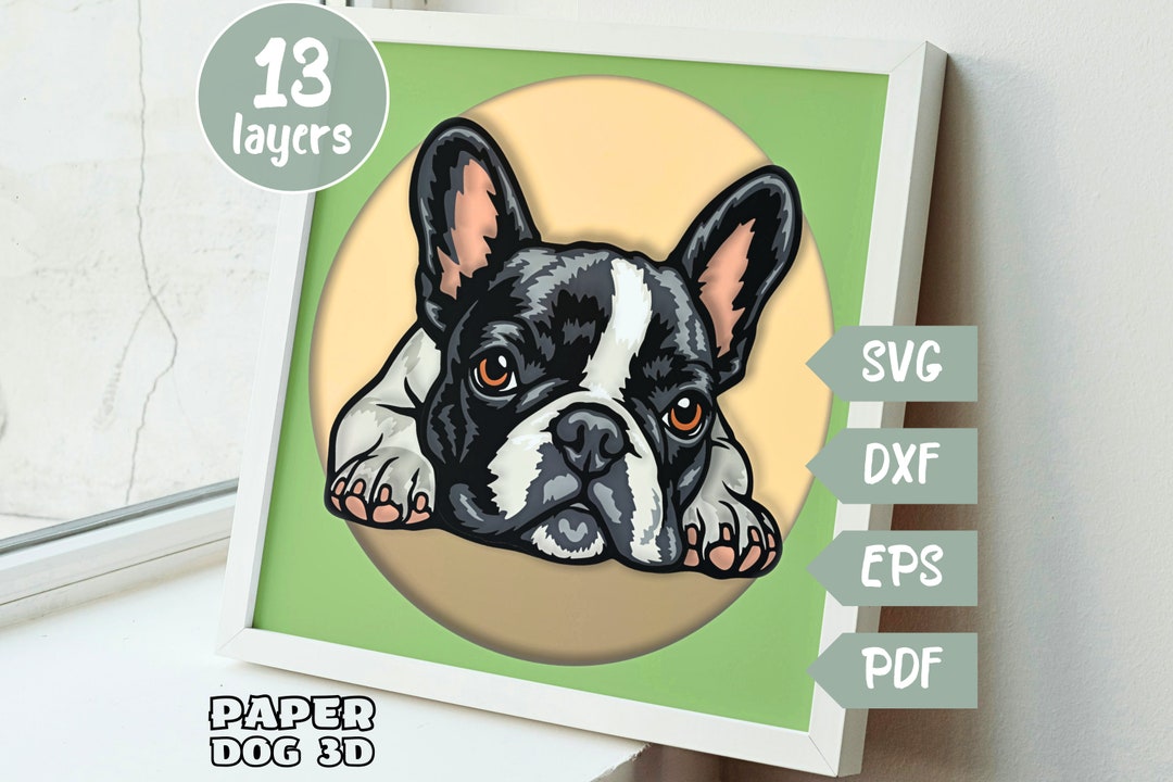 Layered French Bulldog 3D SVG for Cardstock, Multilayer Papercut ...