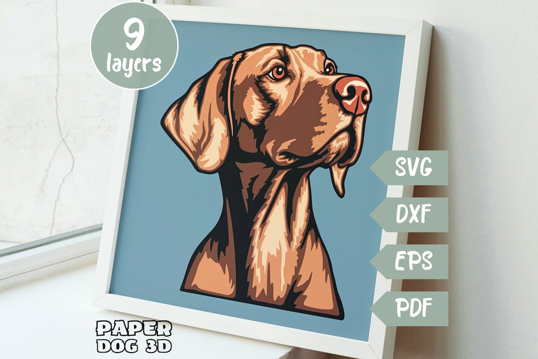 Vizsla Dog SVG 3D Layered for Cardstock, Multilayer Papercut, Shadow ...