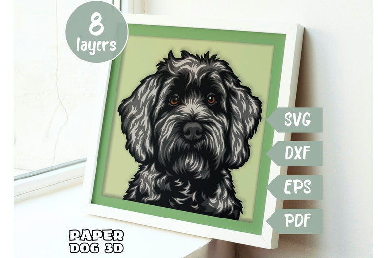 Black Cockapoo 3D Layered SVG for Cardstock, Multilayer Papercut ...
