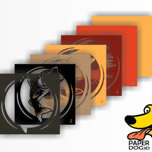 Bass Fish 3D Layered SVG for Cardstock, Multilayer Papercut, Shadow Box ...