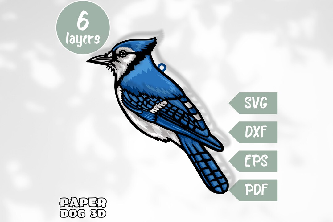 Blue Jay 3D Layered SVG for Cardstock, Papercut, Bird Multilayer Shadow ...