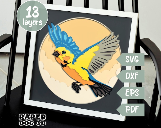 3d Gold Finch Shadow Box Svg, 3d Bird Shadow Box Svg, 3d Svg, 3d ...