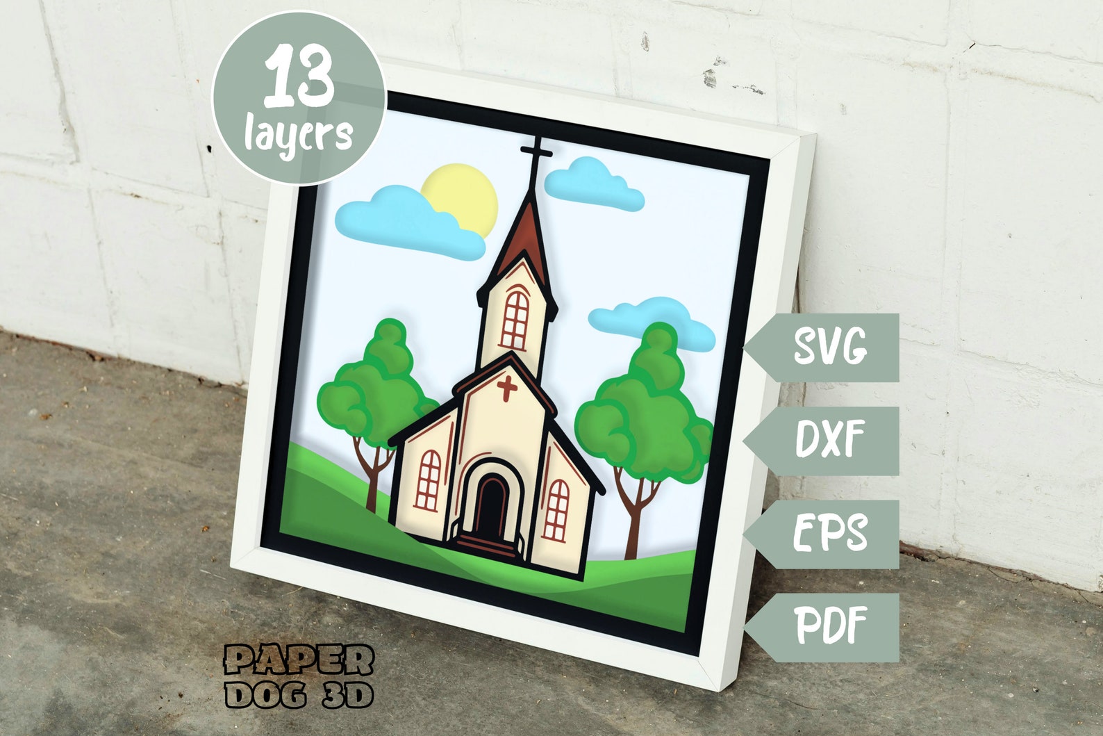 Church Shadow Box SVG Template, 3D Layered SVG for Cardstock ...