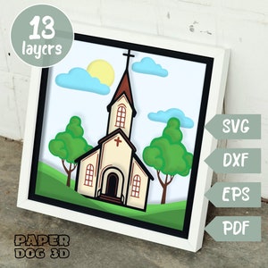 Church Shadow Box SVG Template, 3D Layered SVG for Cardstock ...