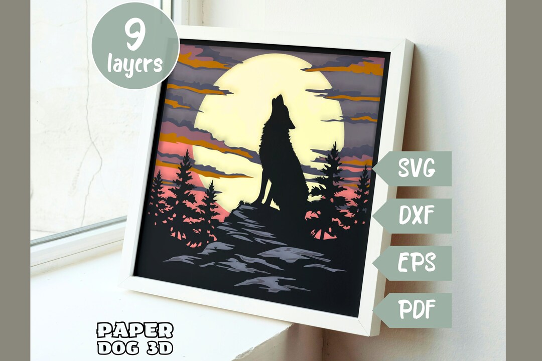 Wolf 3D Layered SVG for Cardstock, Multilayer Papercut, Wolf Shadow Box ...