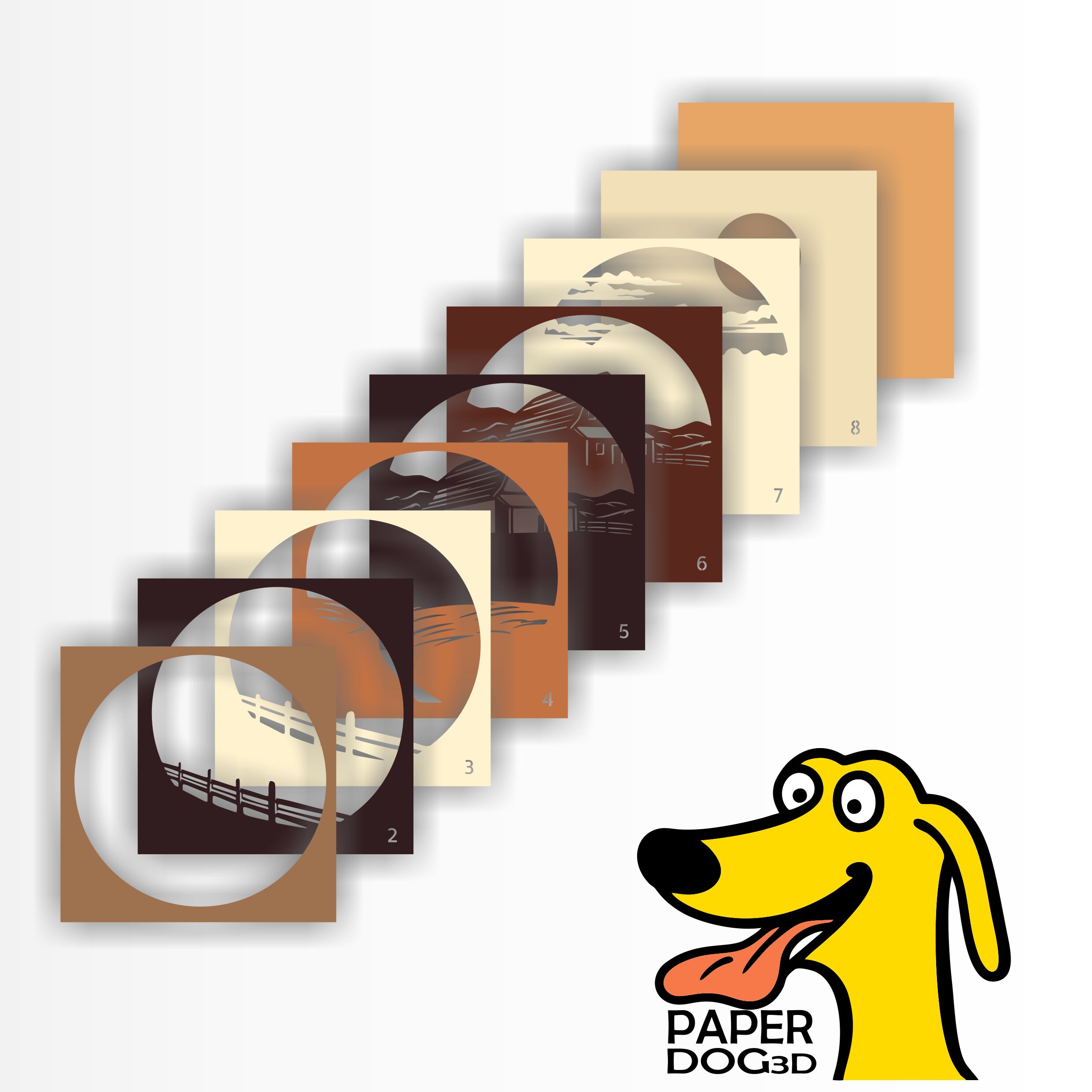 Barn 3D Layered SVG for Cardstock, Farm Landscape Multilayer Papercut ...