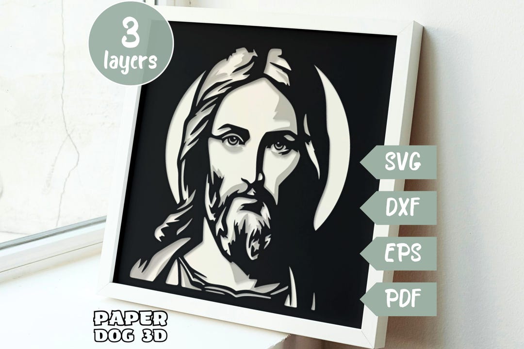 Jesus Christ Shadow Box SVG Template, 3D Layered SVG for Cardstock ...
