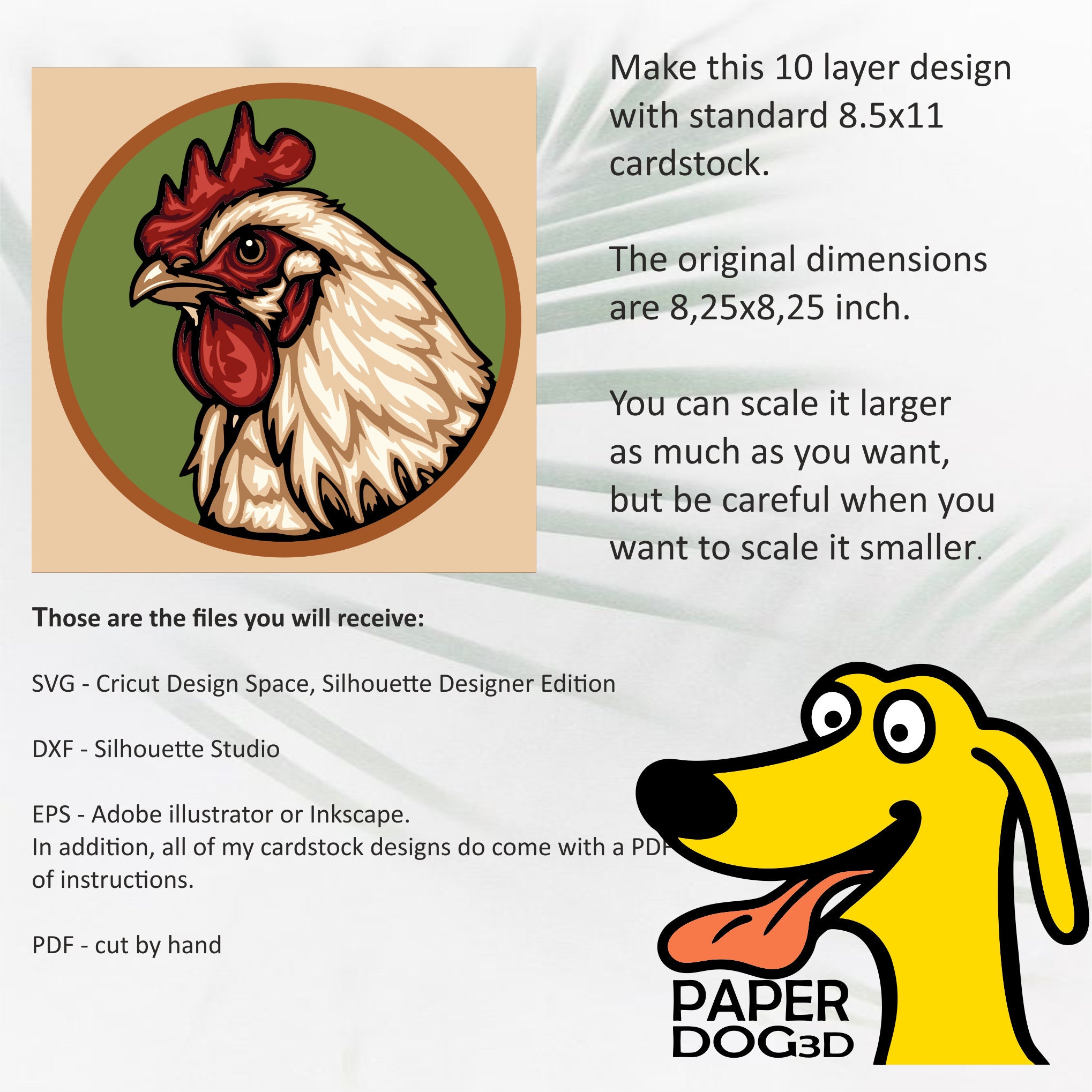 Chicken SVG Layered SVG for Cardstock 3D Shadow Box, Chicken Multilayer ...