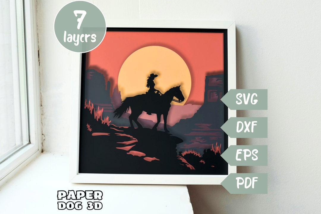 Cowgirl 3D Layered SVG for Cardstock, Western Shadow Box, Multilayer ...
