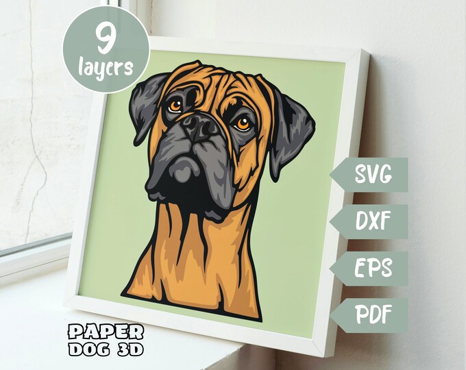 Boxer Dog 3D Shadow Box SVG/ 3D Layer Colorful Boxer/ Dog Mandala 3D ...
