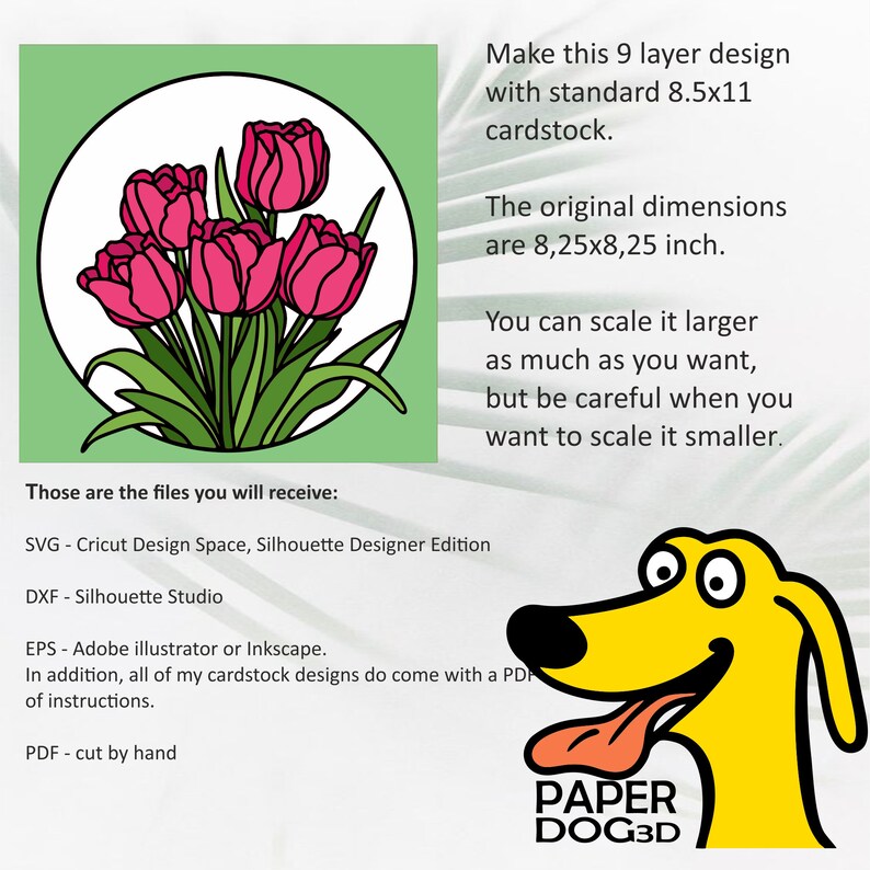 Tulip Shadow Box Template 3D Layered SVG for Cardstock, Multilayer ...