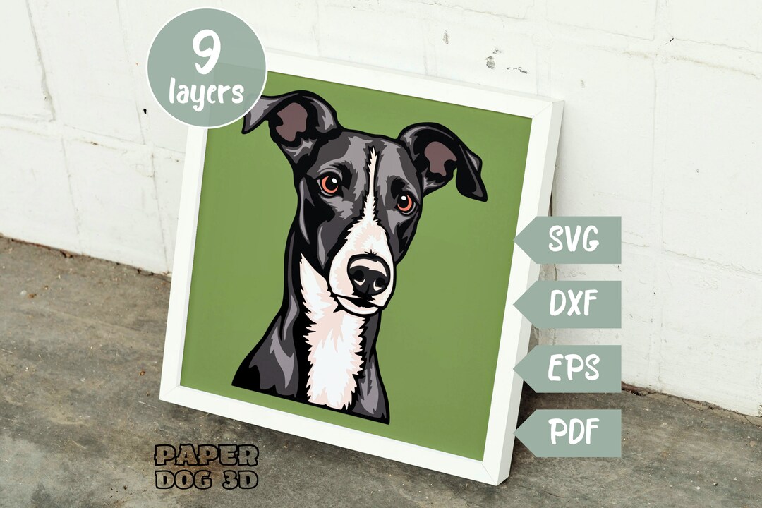 Greyhound Dog 3D Layered SVG for Cardstock, Multilayer Papercut, Shadow ...