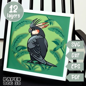 BLACK Parrot Shadow Box SVG Template, 3D Layered SVG for Cardstock ...