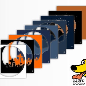 Graveyard Halloween Shadow Box Template, 3D Layered SVG for Cardstock ...