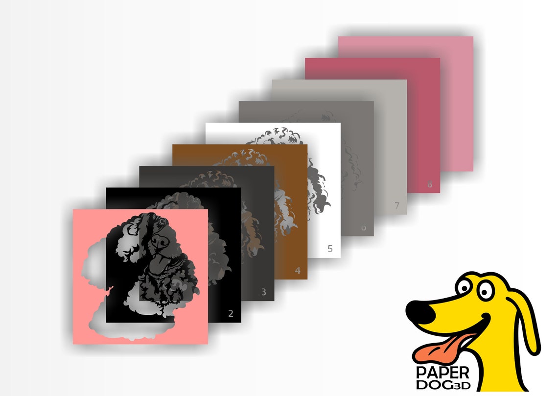 Poodle 3D Layered SVG for Cardstock, Multilayer Papercut, Shadow Box ...