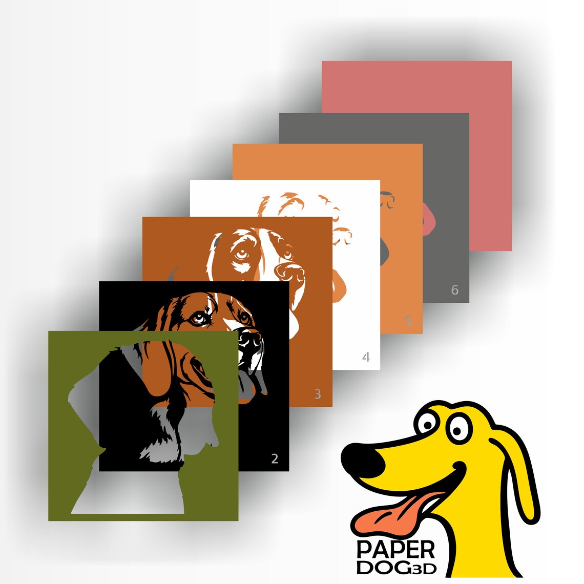 Beagle Dog SVG 3D Layered for Cardstock, Multilayer Papercut, Shadow ...