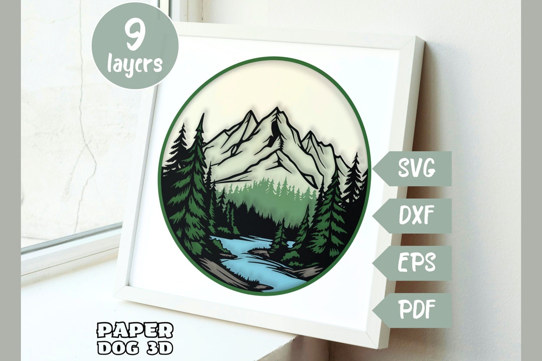 Mountains Landscape Shadow Box Template 3D Layered SVG for Cardstock ...
