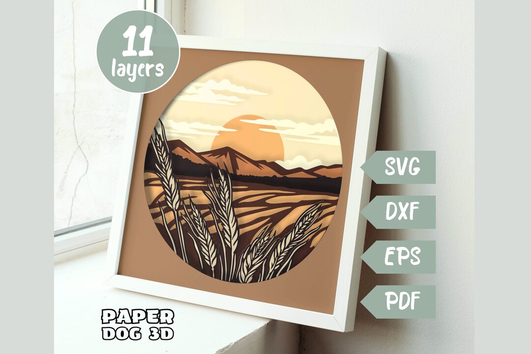 Farm Landscape 3D Layered SVG for Cardstock, Farm Multilayer Papercut ...