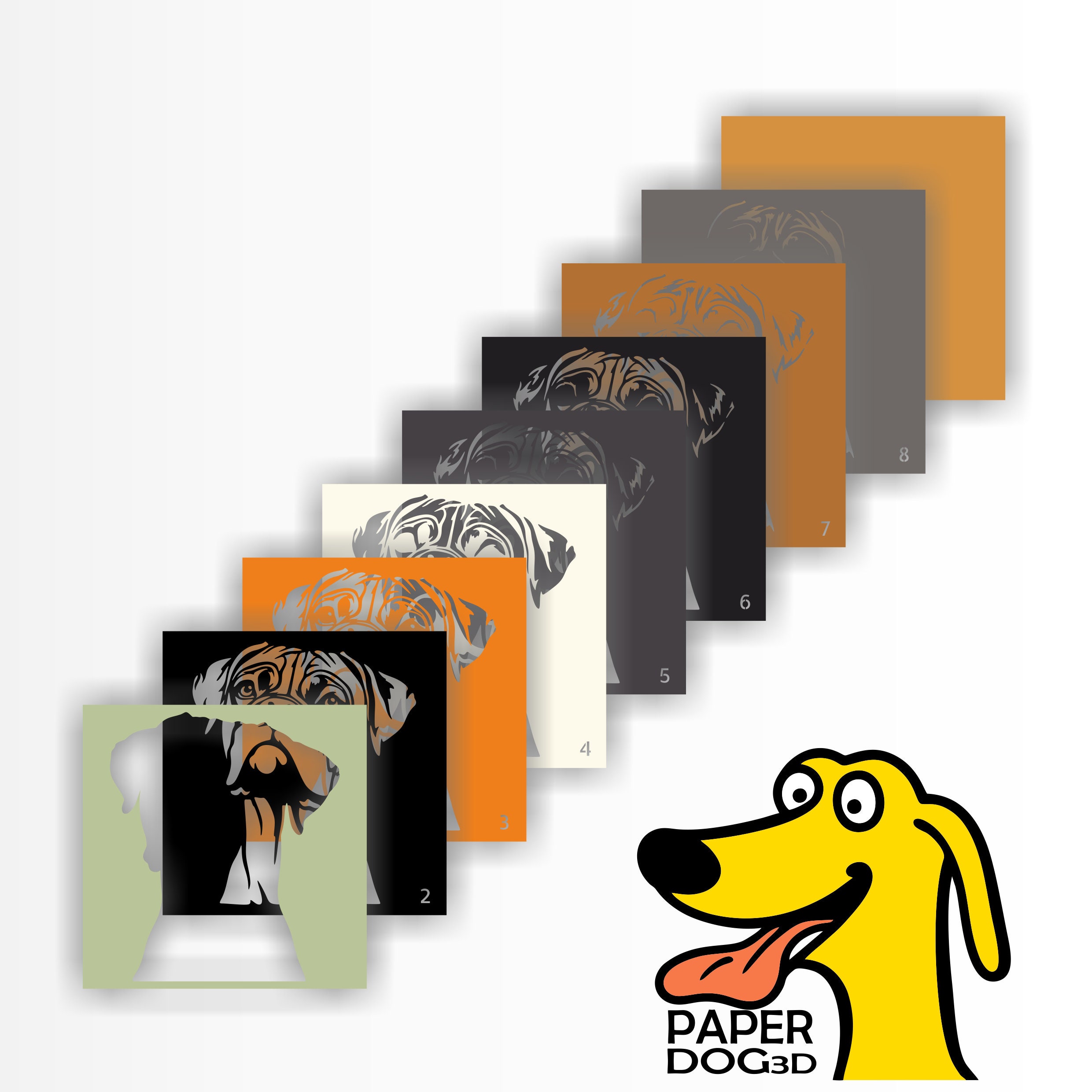 Boxer Dog 3D Layered SVG for Cardstock, Multilayer Papercut, Shadow Box ...
