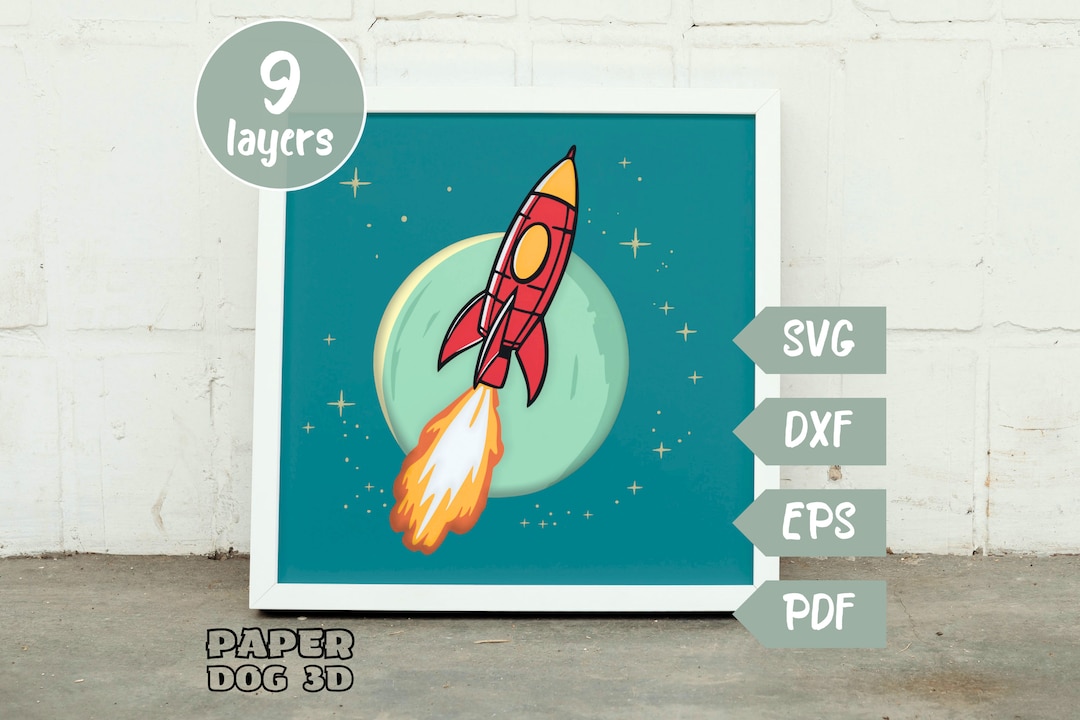 Rocket 3D Layered SVG for Cardstock, Multilayer Papercut, Shadow Box ...