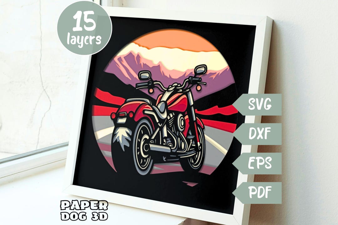 Motorbike 3D Layered SVG for Cardstock, Shadow Box Template, Multilayer ...