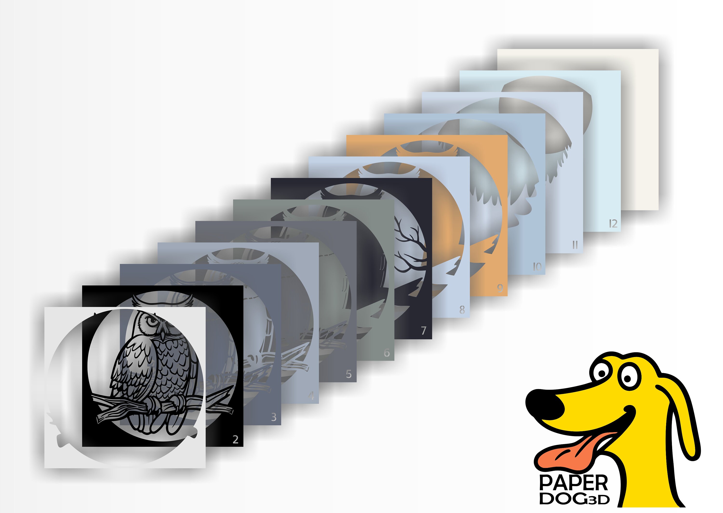 Owl 3D Layered SVG for Cardstock, Multilayer Papercut, Bird Mandala ...