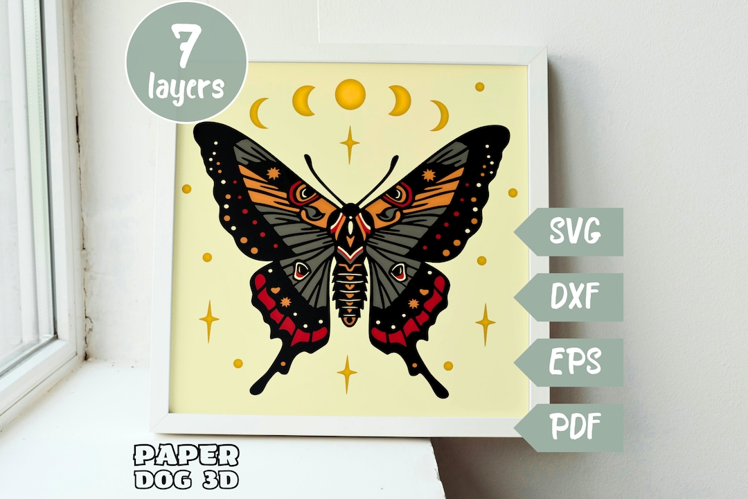 Butterfly SVG Shadow Box Template, 3D Layered Cardstock, Multilayer ...