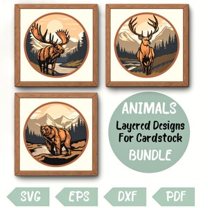 Wildlife Animals Bundle 3D Layered SVG for Cardstock, Deer Multilayer ...