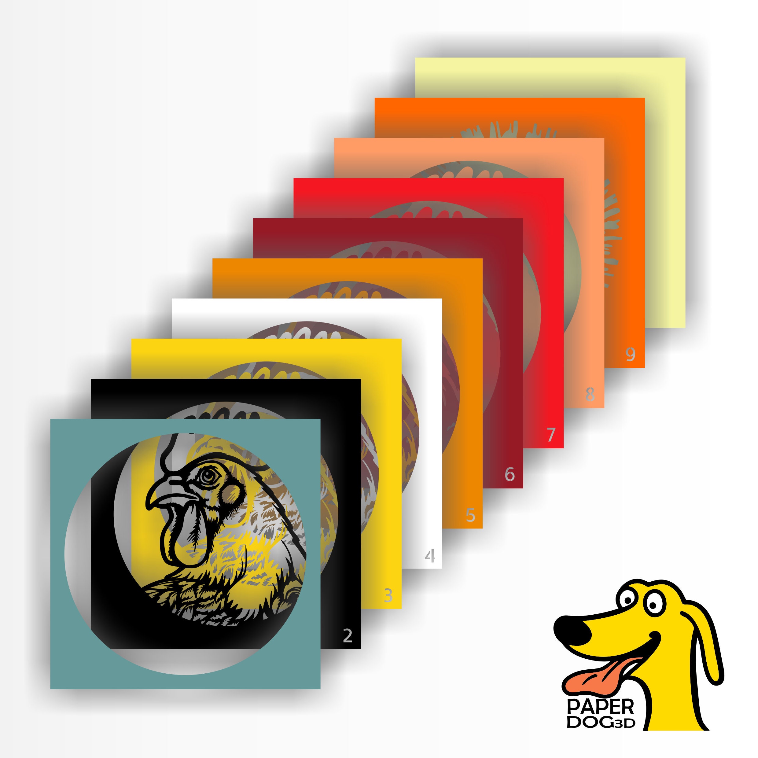 Chicken 3D Shadow Box, Layered SVG for Cardstock, Rooster Multilayer ...
