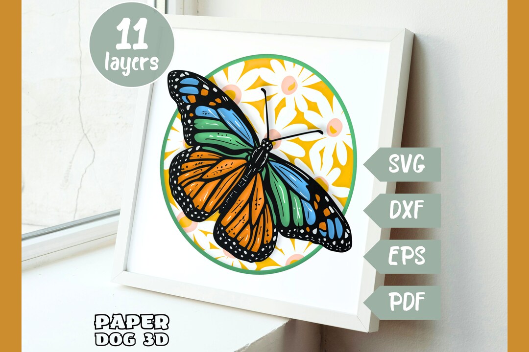 Butterfly 3D Layered SVG for Cardstock, Multilayer Papercut, Shadow Box ...