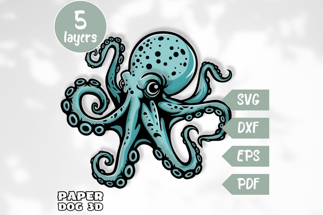 Octopus 3D Layered SVG for Cardstock, Multilayer Papercut, Shadow Box ...
