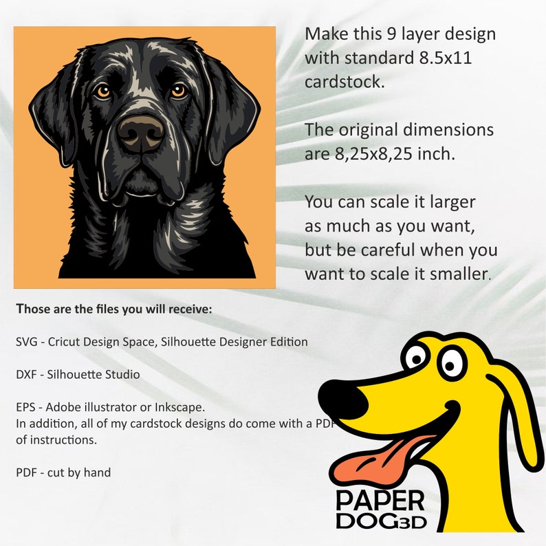 Black Labrador SVG 3D Layered for Cardstock, Multilayer Papercut ...