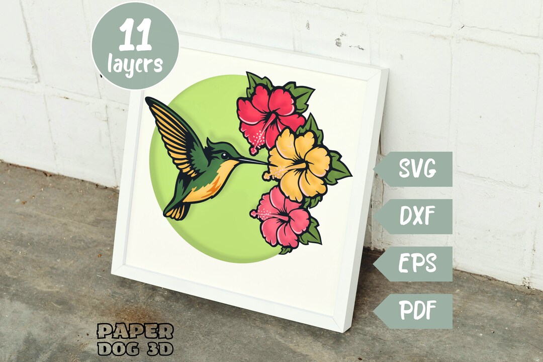 Hummingbird Shadow Box SVG Template, 3D Layered SVG for Cardstock ...