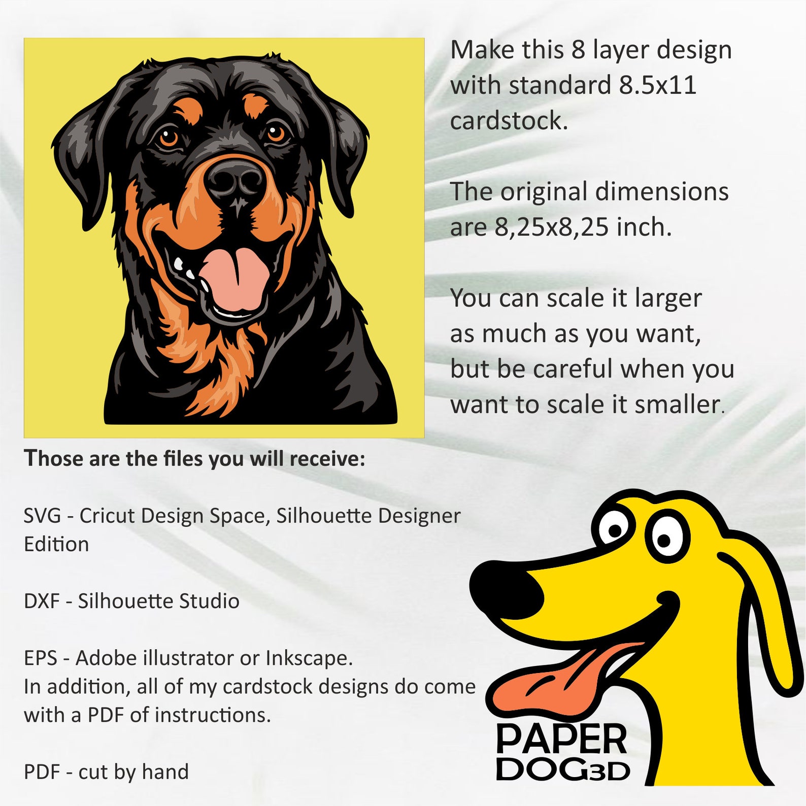Rottweiler SVG 3D Layered for Cardstock, Multilayer Papercut, Shadow ...