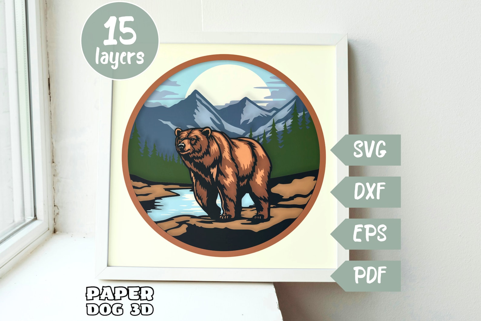 Bear Shadow Box Template, 3D Layered SVG for Cardstock, Multilayer ...