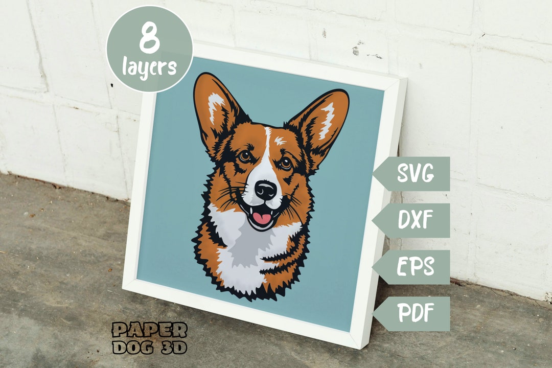 Corgi SVG 3D Layered for Cardstock, Multilayer Papercut, Shadow Box ...