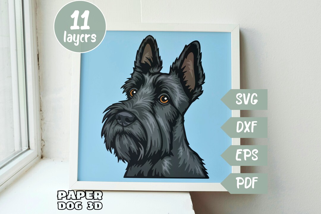 Scottish Terrier 3D Layered SVG for Cardstock, Multilayer Papercut, Dog ...