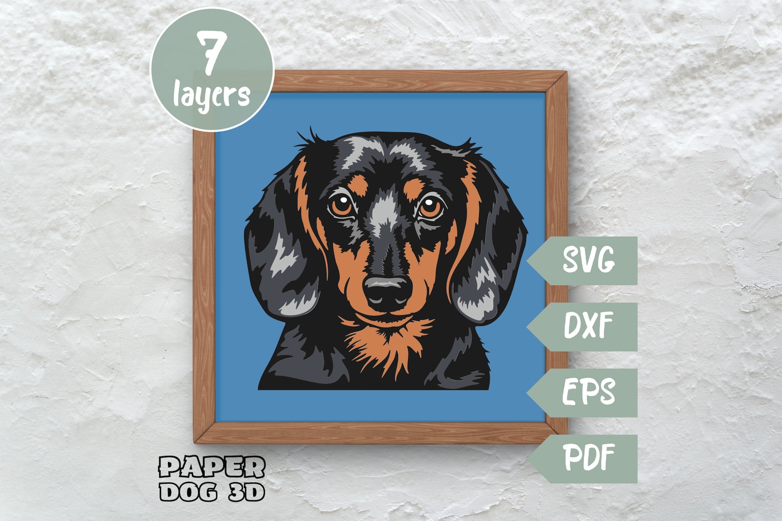 Dachshund Dog 3D Layered SVG for Cardstock, Multilayer Papercut, Shadow ...