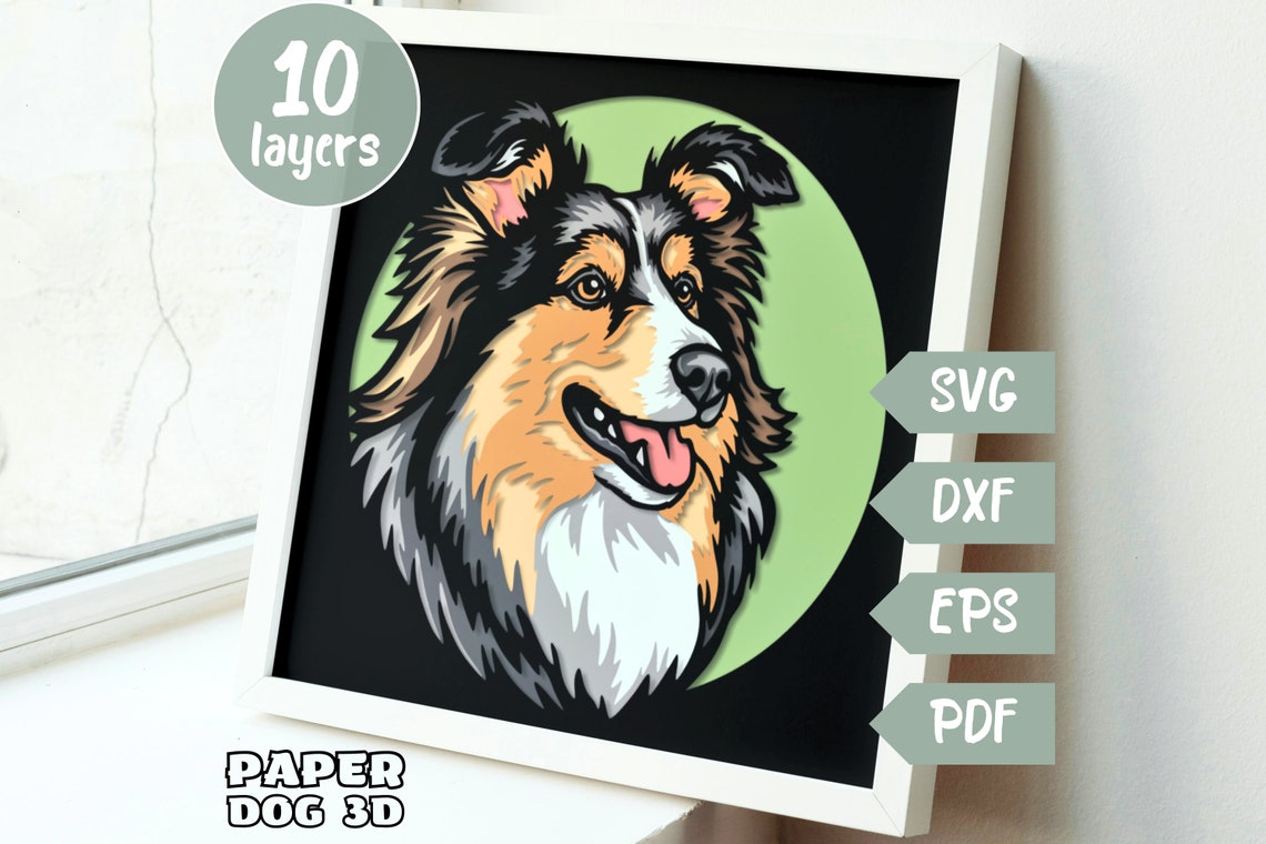 Shetland Sheepdog SVG 3D Layered for Cardstock, Multilayer Papercut ...