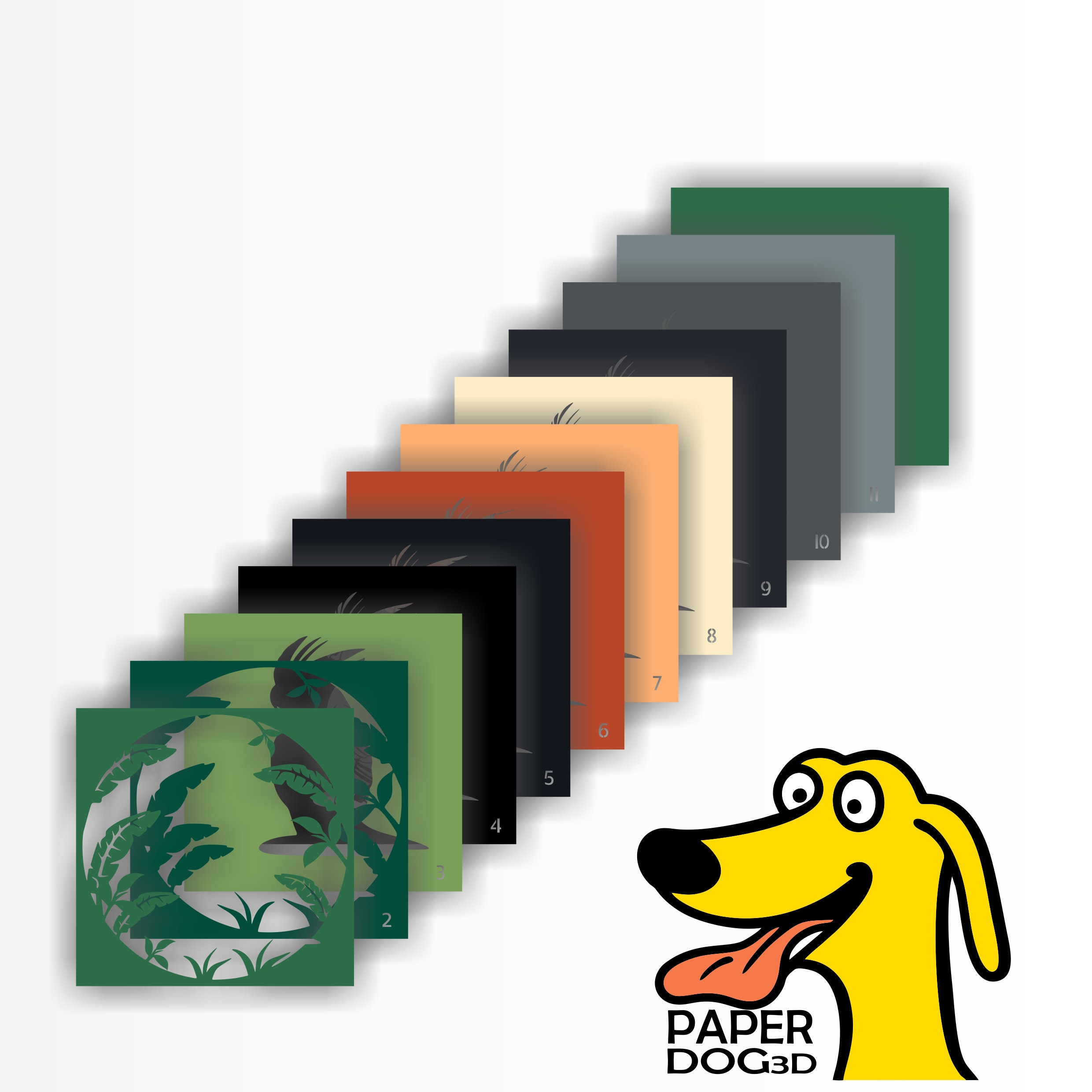 BLACK Parrot Shadow Box SVG Template, 3D Layered SVG for Cardstock ...