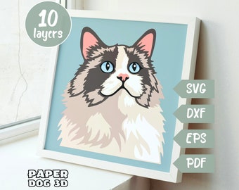 Sphynx Cat 3D Layered SVG for Cardstock, Multilayer Papercut, Shadow ...