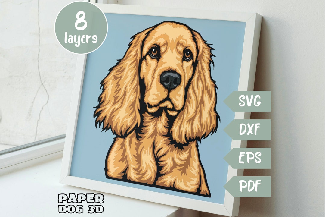 Cocker Spaniel SVG 3D Layered for Cardstock, Multilayer Papercut ...