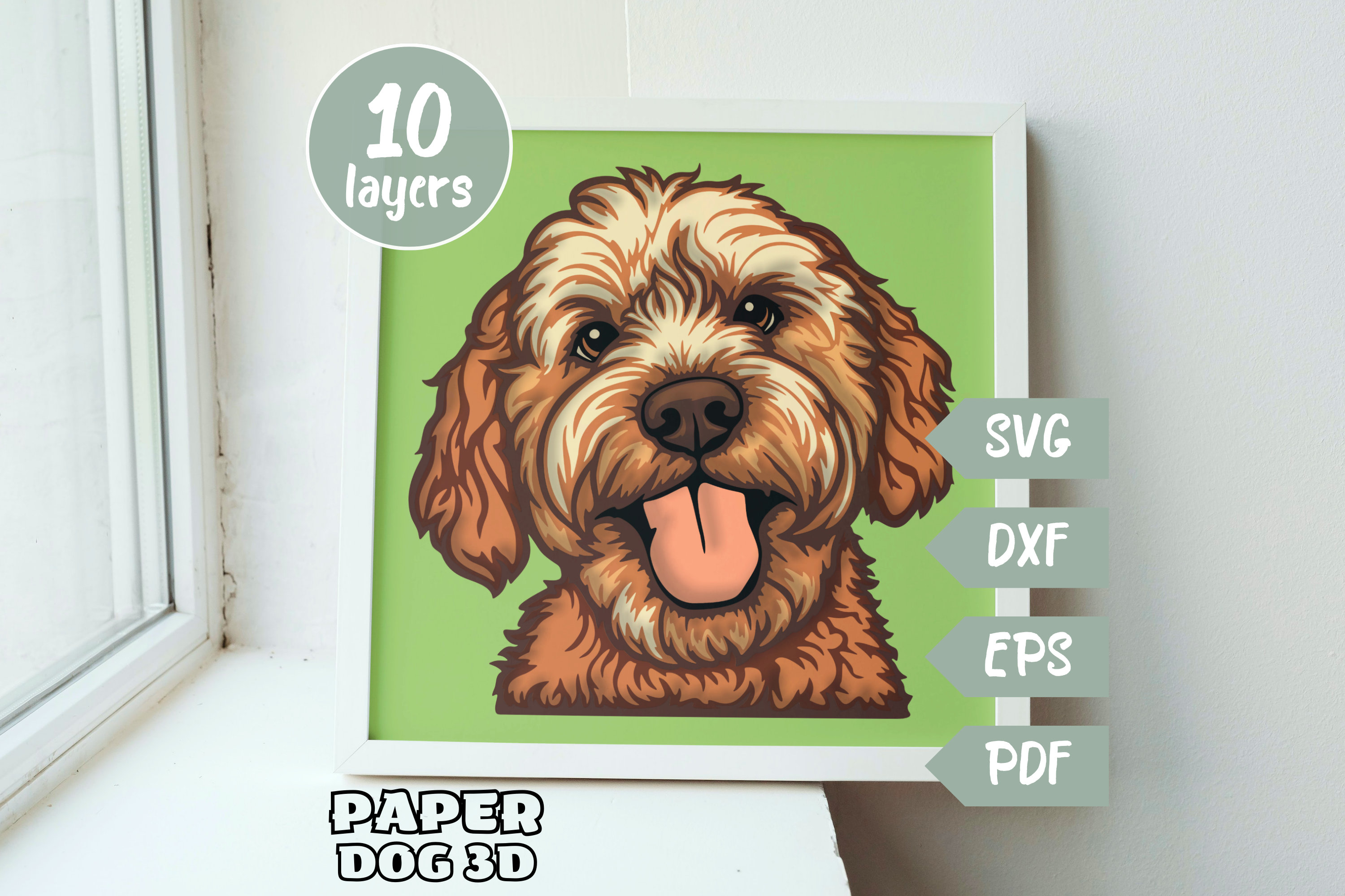 Goldendoodle SVG 3D Layered for Cardstock, Multilayer Papercut, Shadow ...
