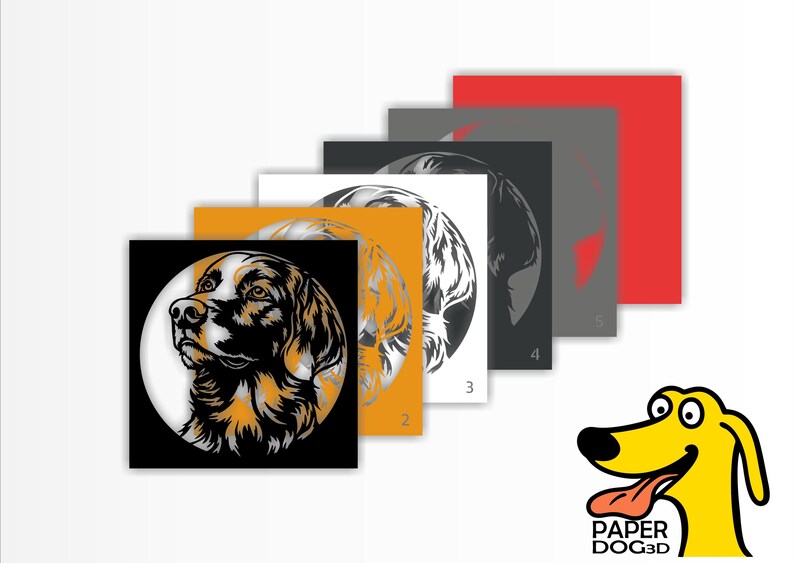 Layered Flat Coated Retriever 3D SVG for Cardstock, Multilayer Papercut ...