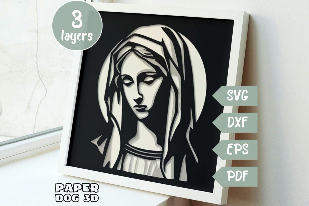 Virgin Mary Shadow Box SVG Template, 3D Layered SVG for Cardstock ...